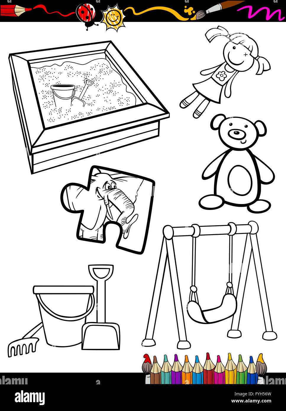 Cartoon objects coloring page hi-res stock photography and images - Alamy