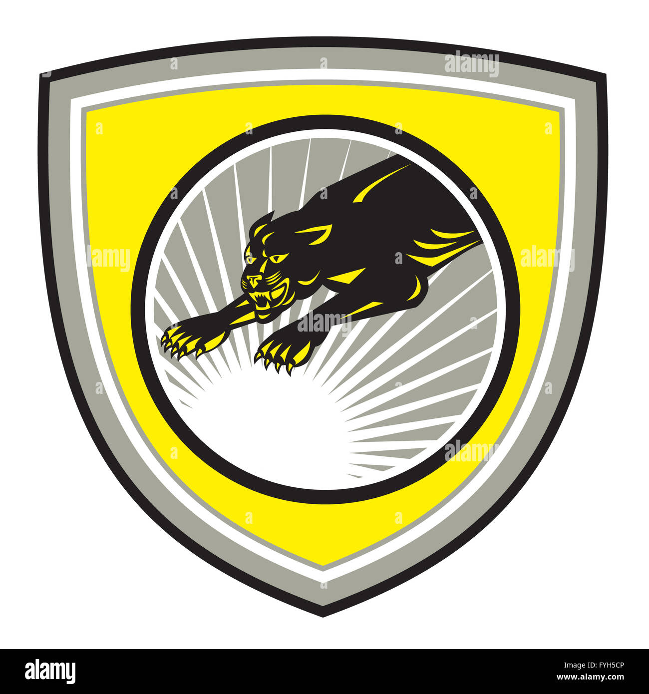 Panther Big Cat Growling Crest Stock Photo - Alamy