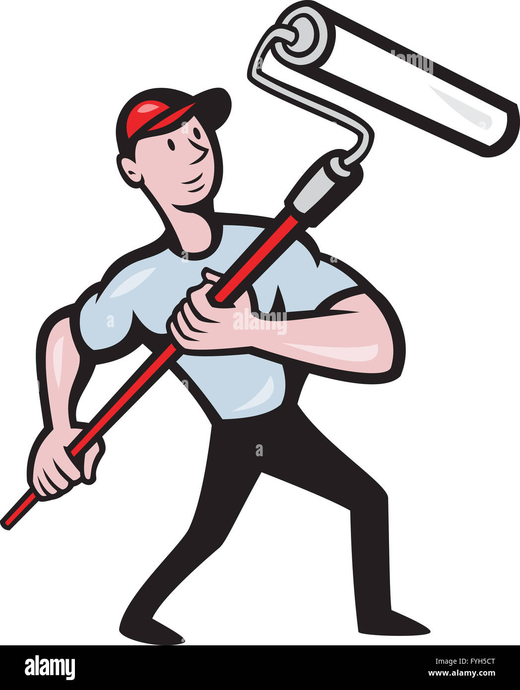 House Painter Paint Roller Painting Cartoon Stock Photo - Alamy