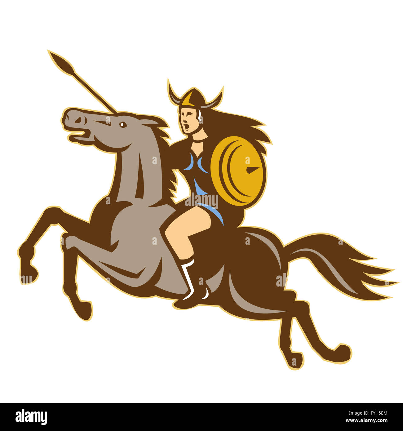 Valkyrie Amazon Warrior Horse Rider Stock Photo - Alamy