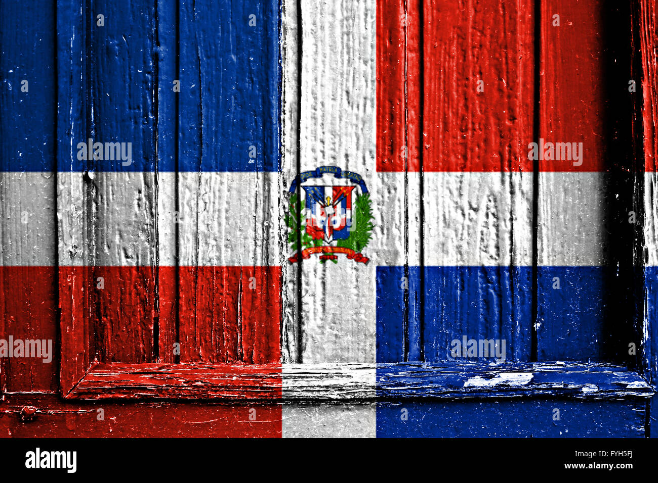 flag of Dominican Republic painted on wooden frame Stock Photo - Alamy