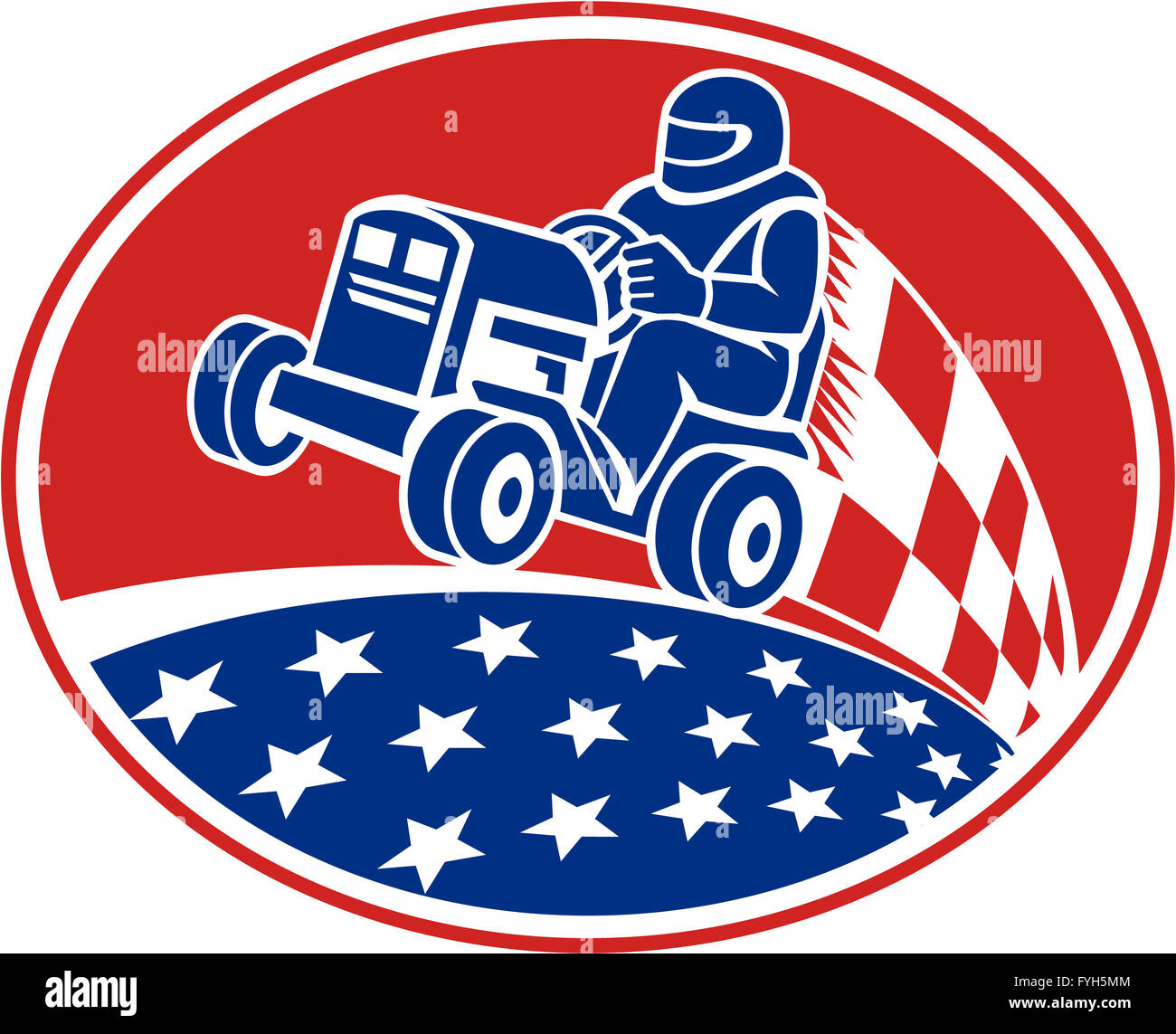 Ride On Lawn Mower Racing Retro Stock Photo - Alamy