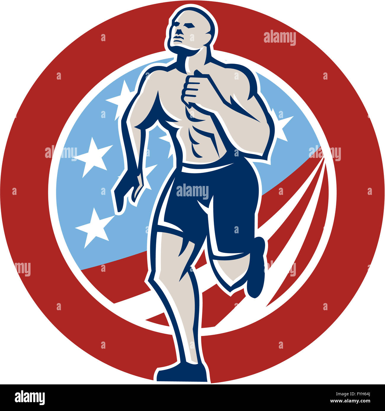 American Crossfit Runner Running Retro Stock Photo - Alamy