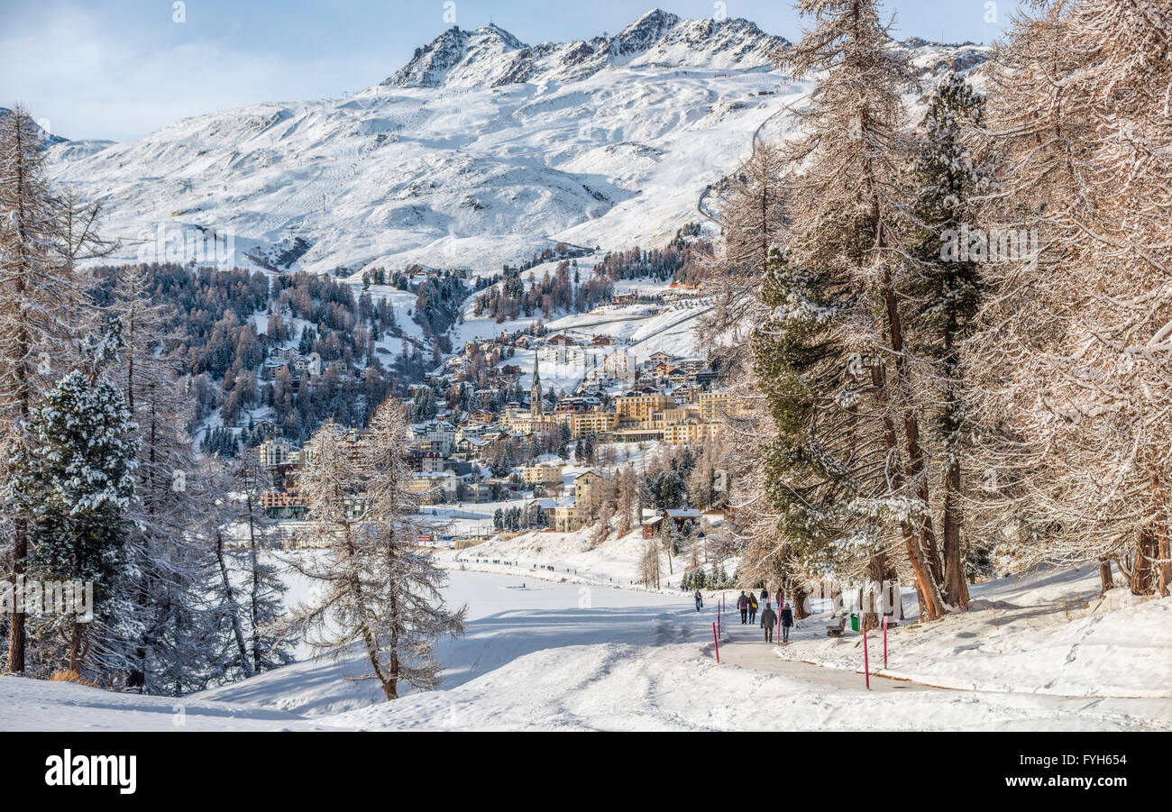 View St.Moritz in Winter, St.Moritz, Grisons, Switzerland Stock Photo ...