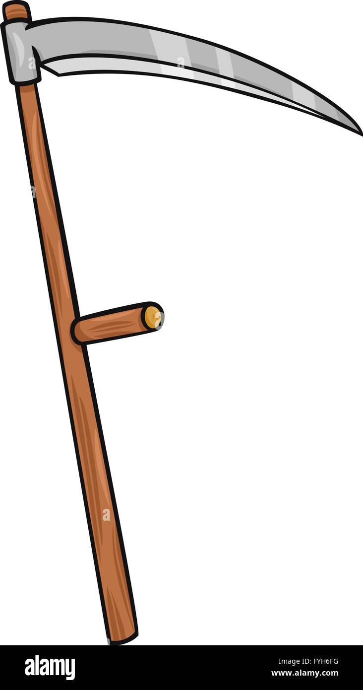 scythe clip art cartoon illustration Stock Photo - Alamy