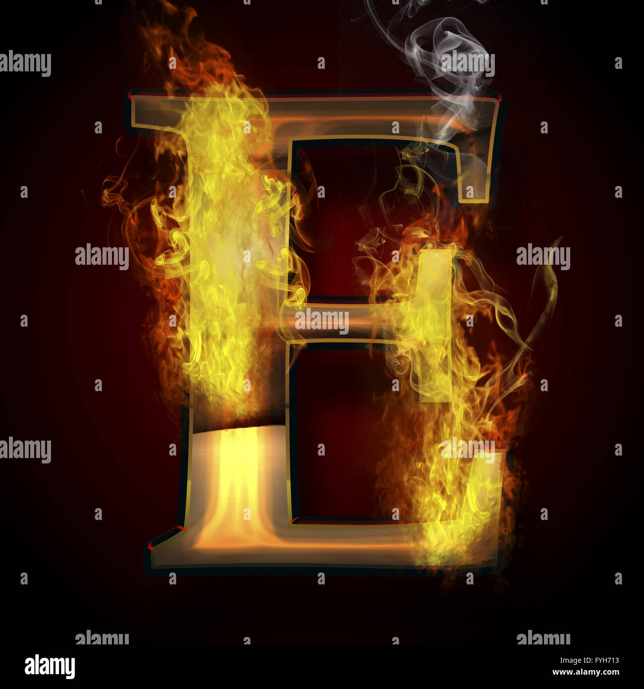 E, fire letter illustration Stock Photo - Alamy