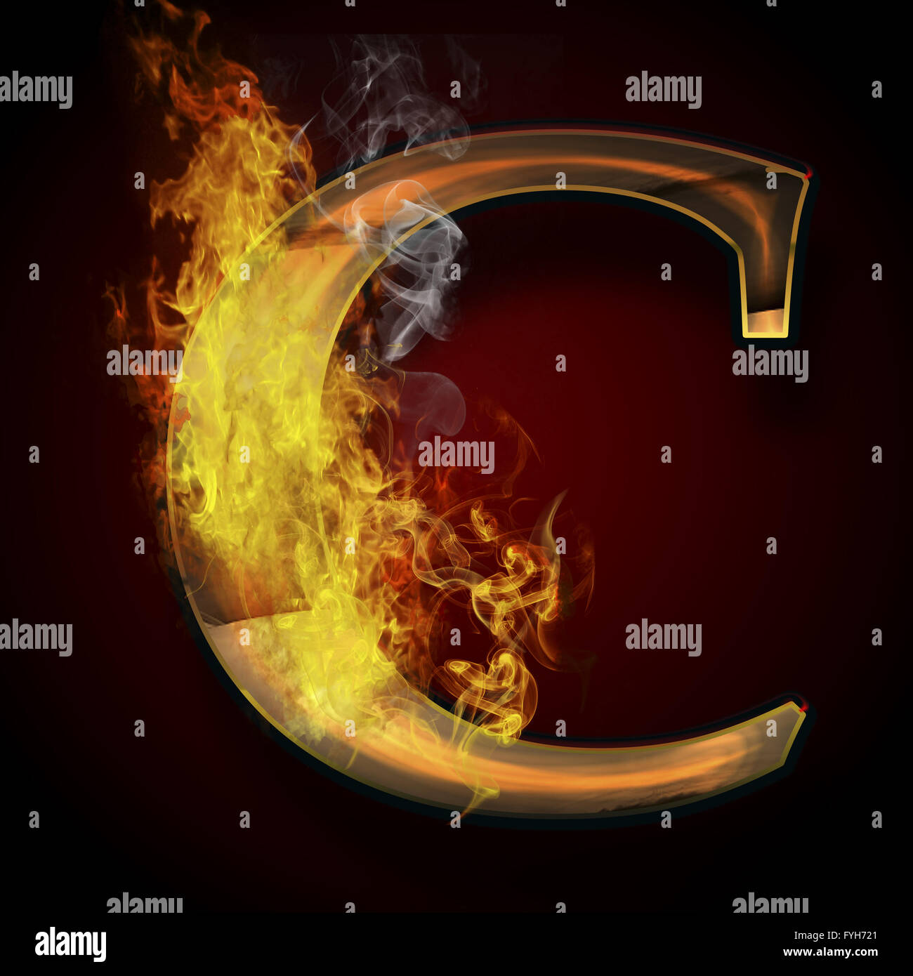 C, fire letter illustration Stock Photo - Alamy
