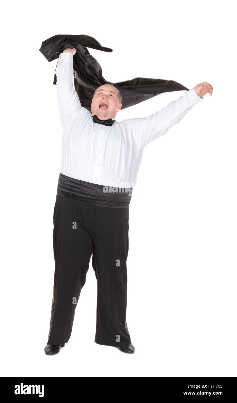 Very overweight cheerful businessman, on white background Stock Photo ...