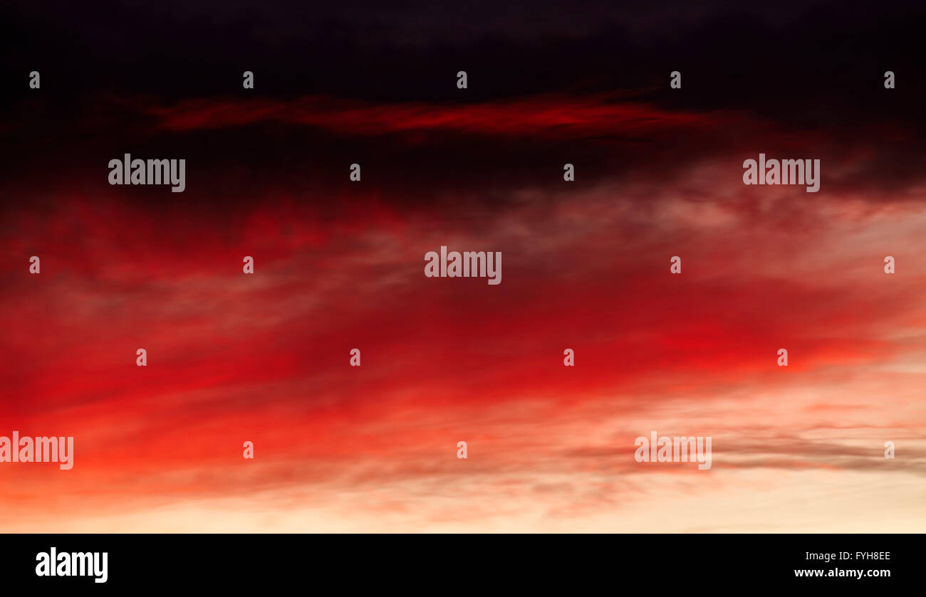 Winter sunset with red clouds Stock Photo - Alamy