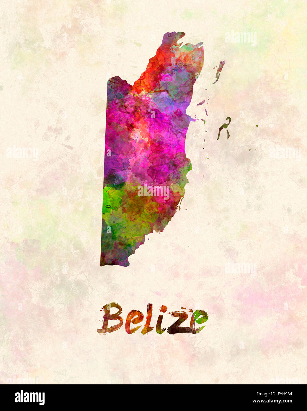 Belize in watercolor Stock Photo - Alamy