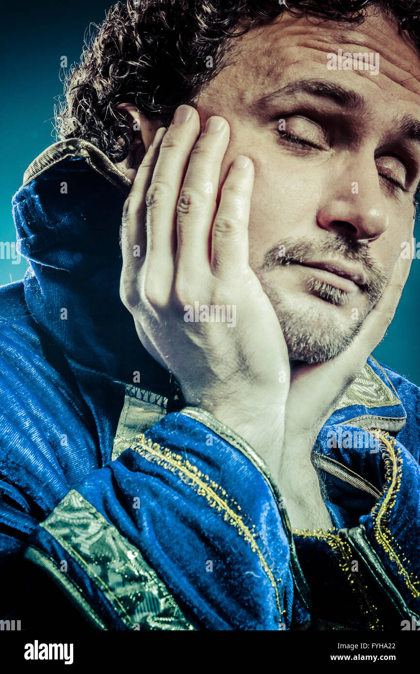 Blue prince, medieval concept, funny fantasy picture Stock Photo - Alamy