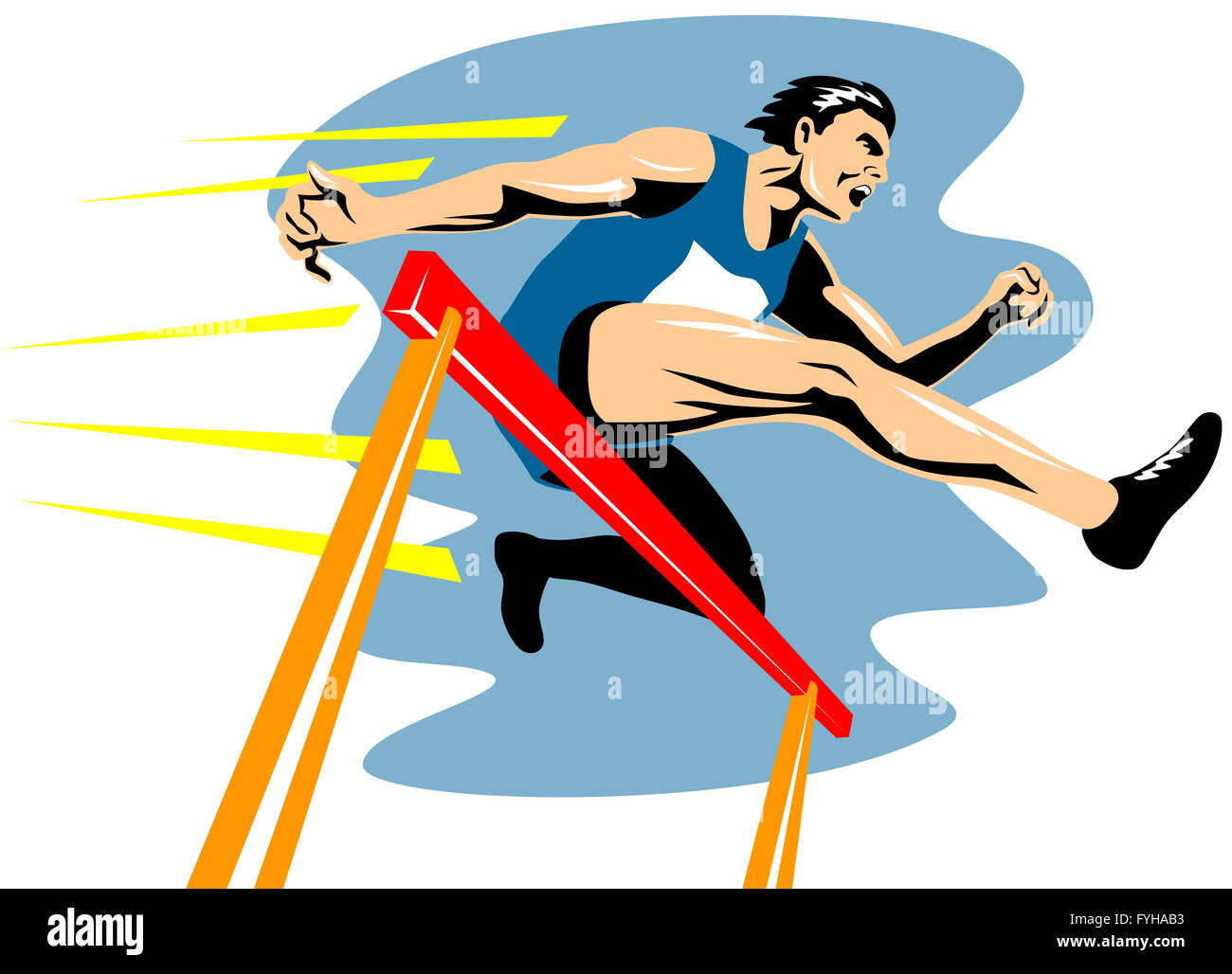 track and field athlete jumping hurdle Stock Photo - Alamy