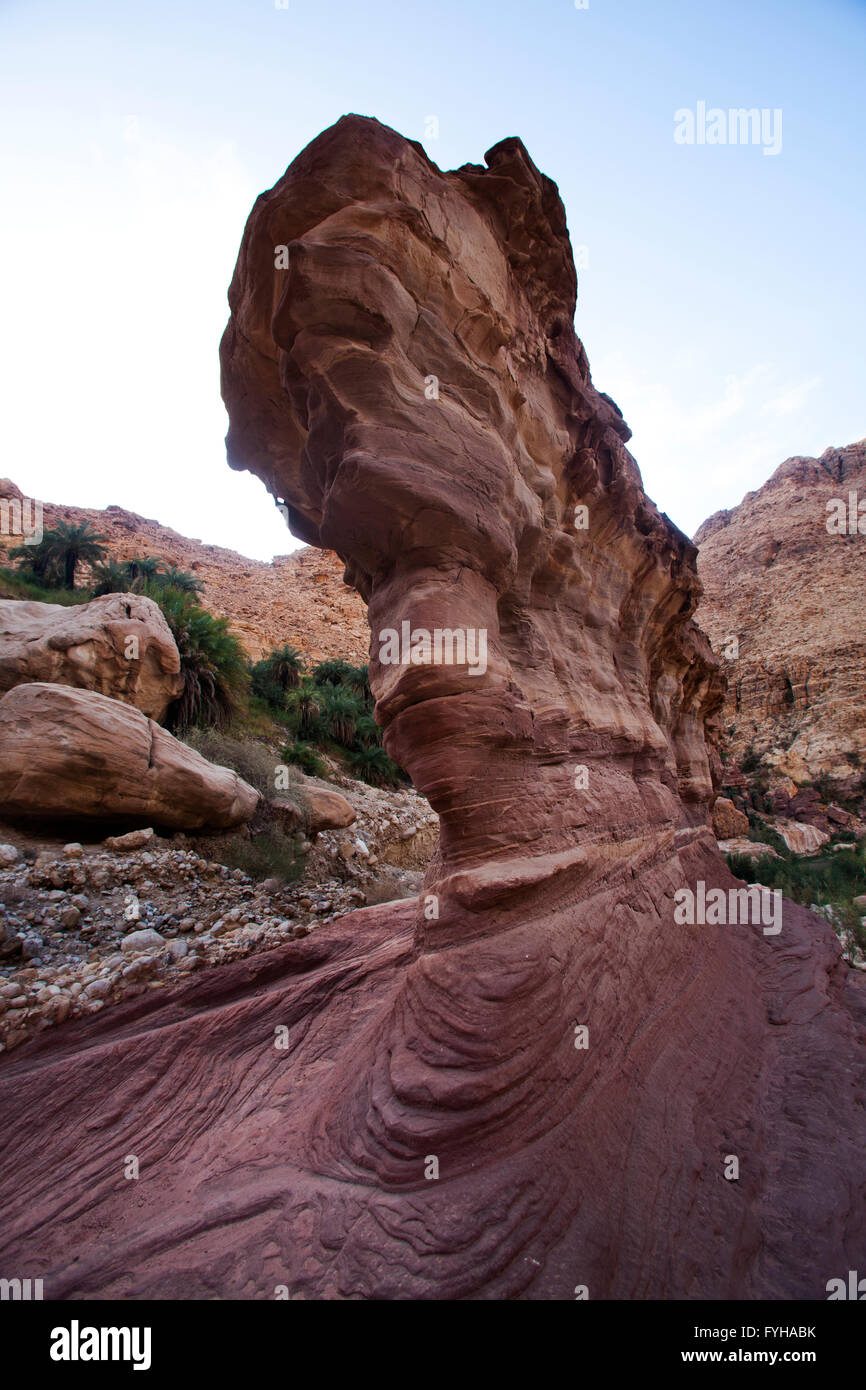Rock formation in Wadi Zered (Wadi Hassa or Hasa) in western Jordan. A ...