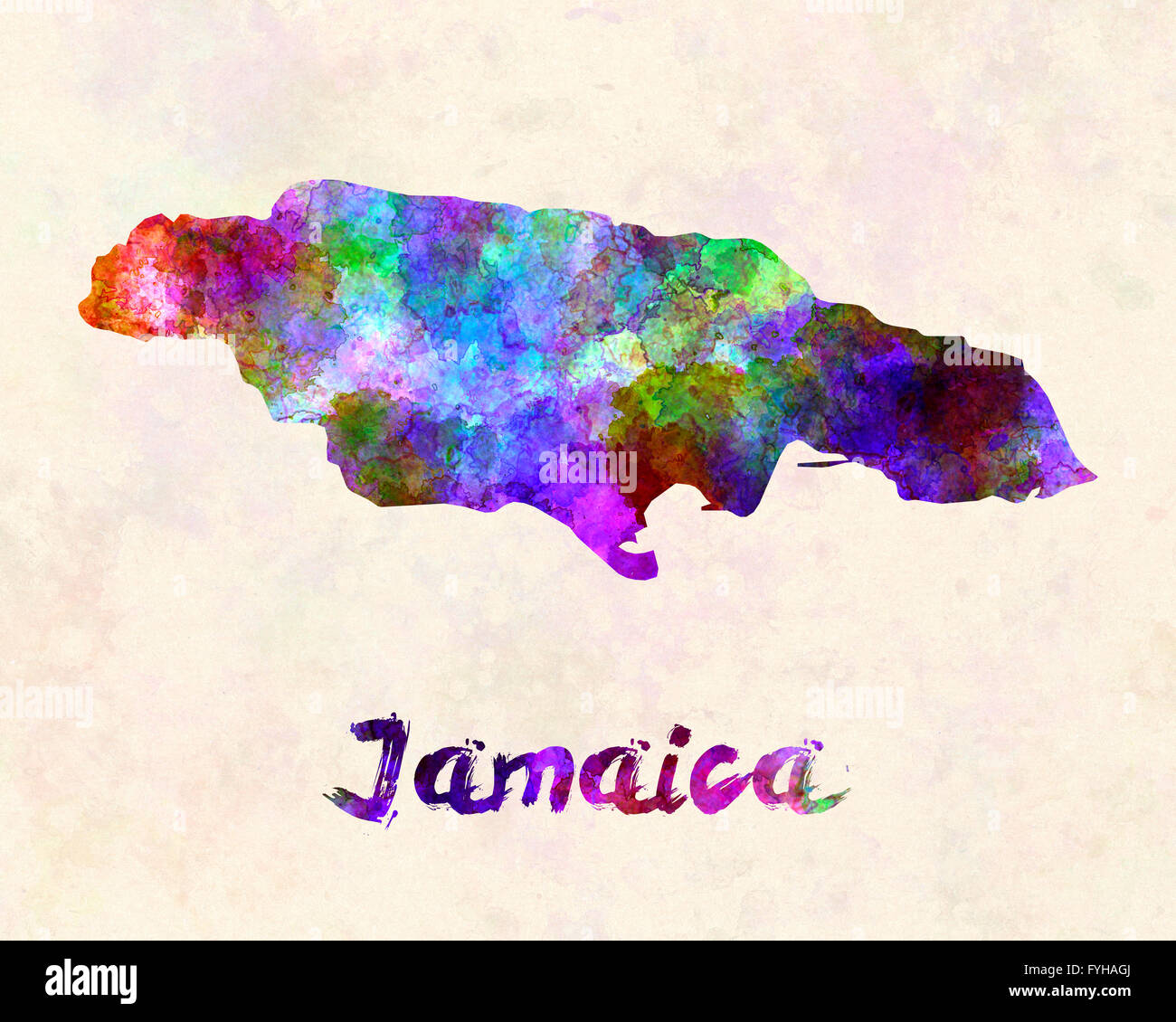 Jamaica print map hi-res stock photography and images - Alamy