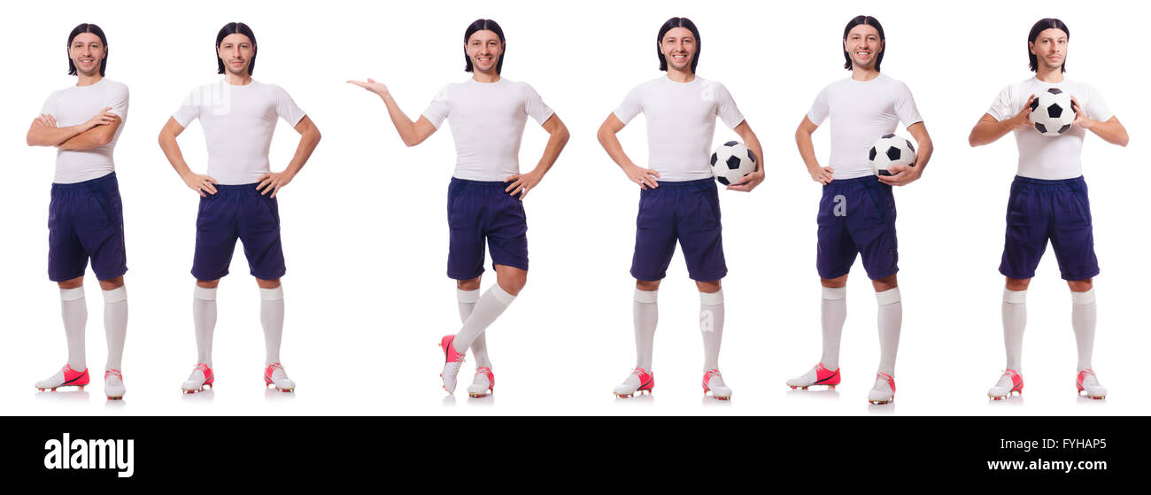 Young male football player isolated on white Stock Photo - Alamy