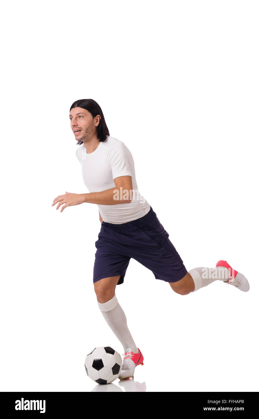 Young footballer isolated on the white Stock Photo - Alamy