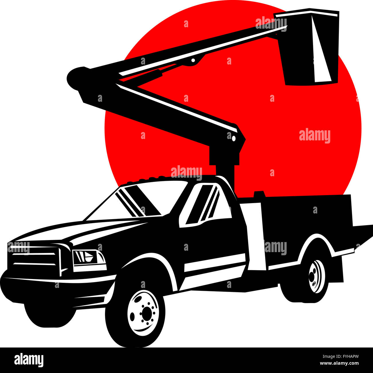 bucket pick-up truck with cherry picker Stock Photo - Alamy