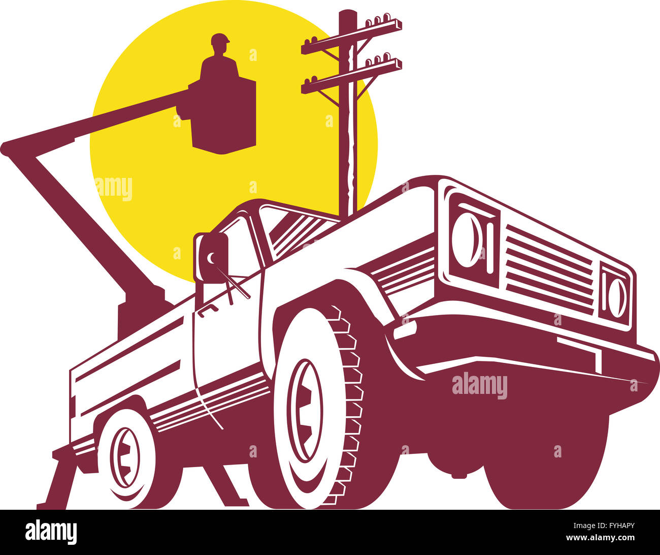 bucket pick-up truck with cherry picker Stock Photo - Alamy