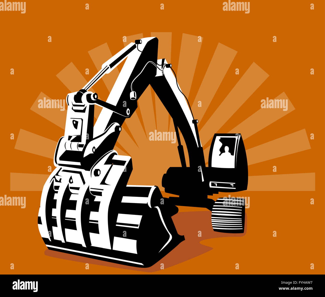 Mechanical Digger Excavator Retro Stock Photo - Alamy