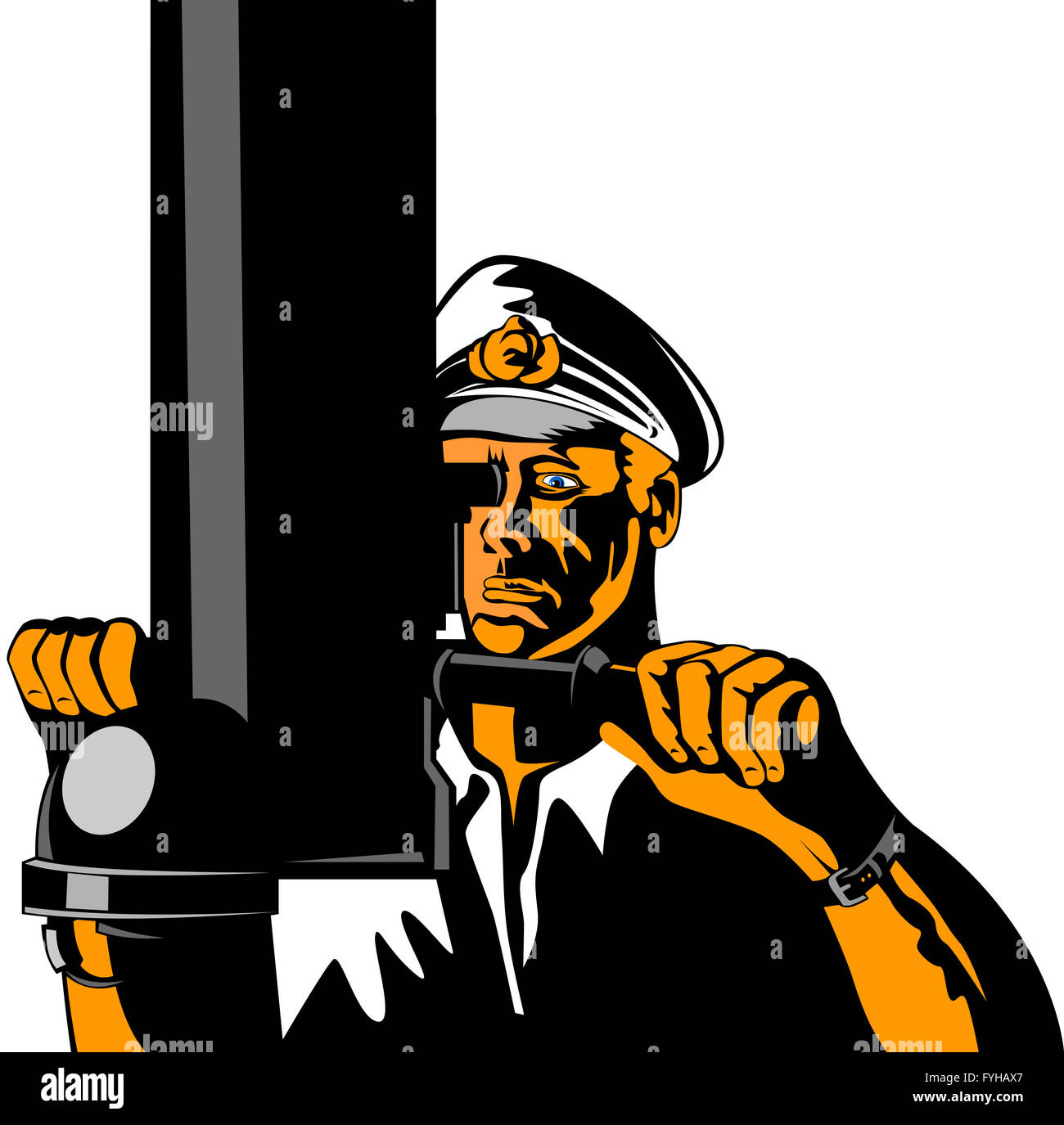 Navy Captain Sailor With Periscope Stock Photo - Alamy