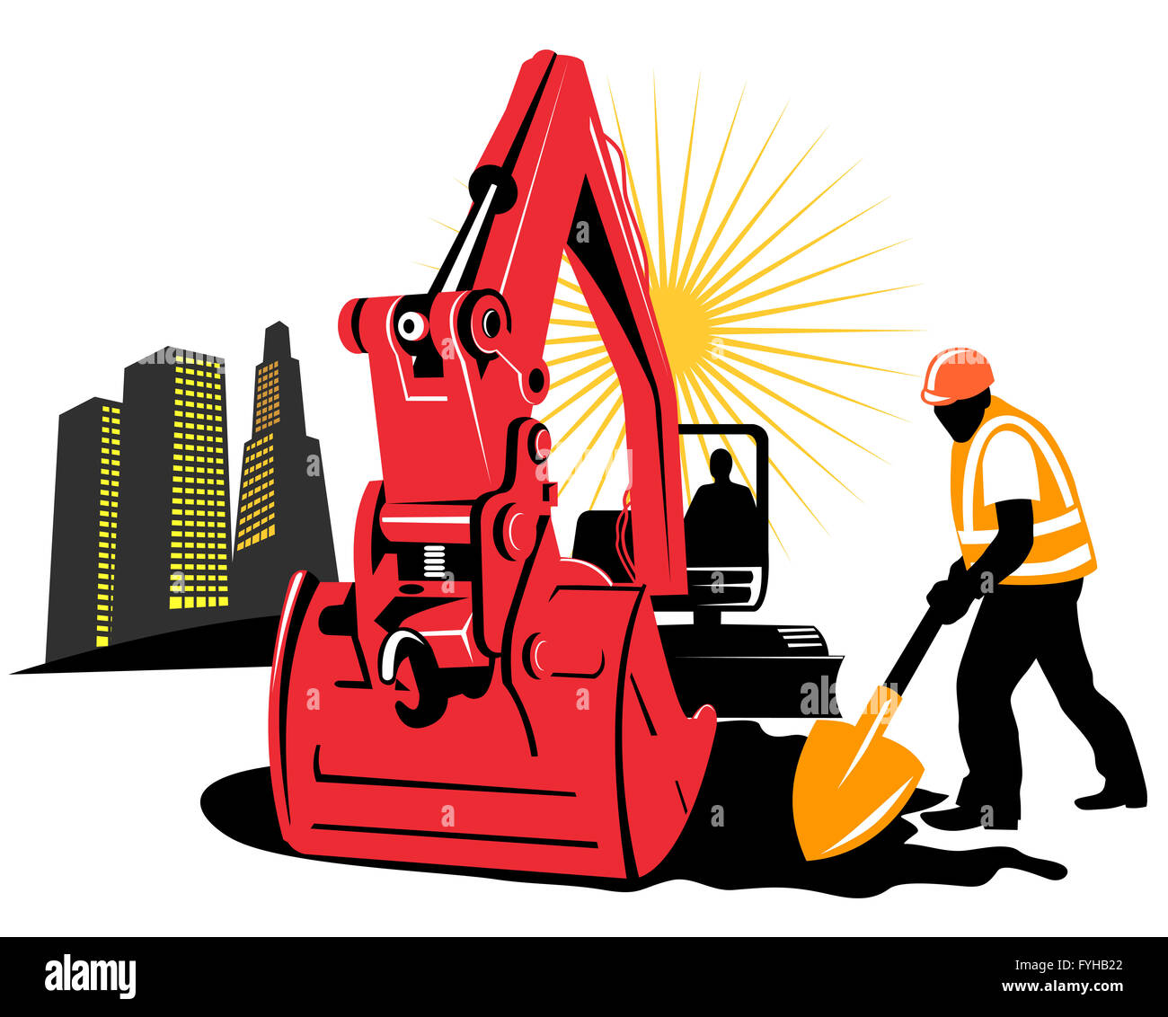 construction digger mechanical excavator Stock Photo - Alamy