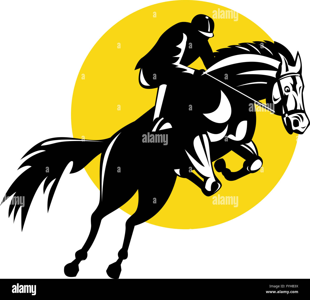 Equestrian Show Jumping Retro Stock Photo - Alamy