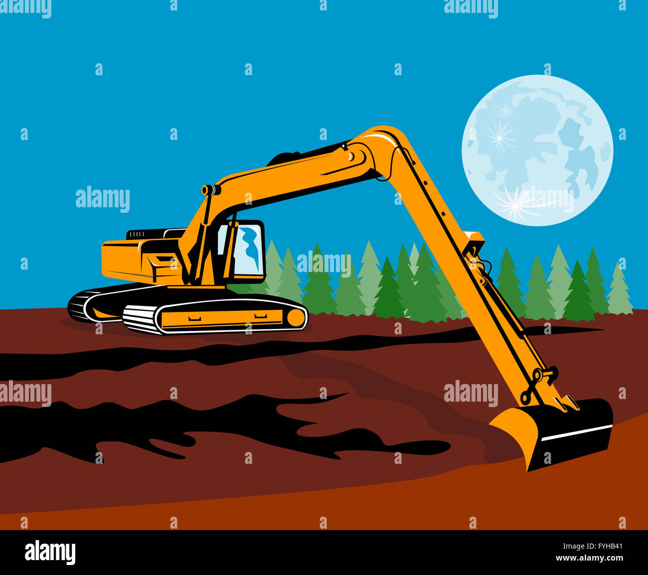 construction digger mechanical excavator Stock Photo - Alamy