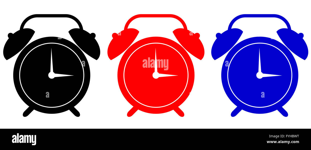 Alarm Clock Black Red Blue Stock Photo - Alamy