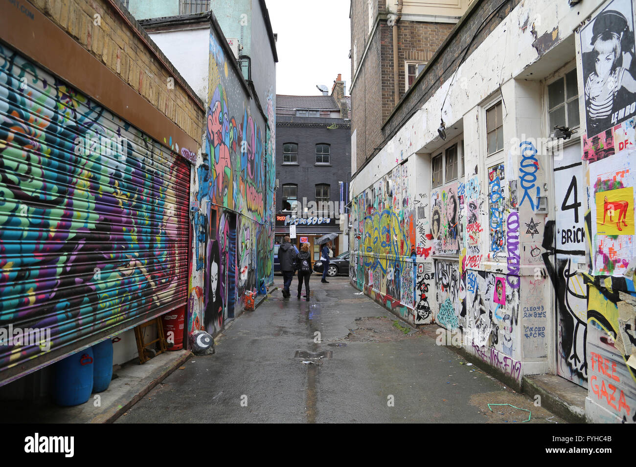 A graffiti-covered alley in Shoreditch, London Stock Photo - Alamy
