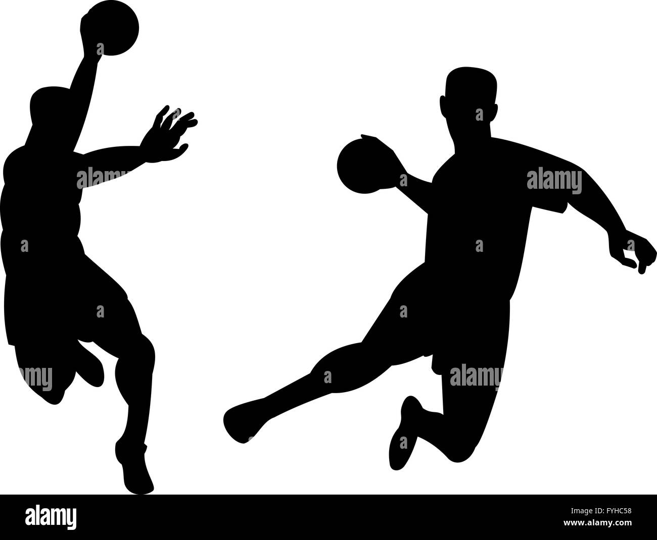 Handball Player Jumping Retro Stock Photo - Alamy