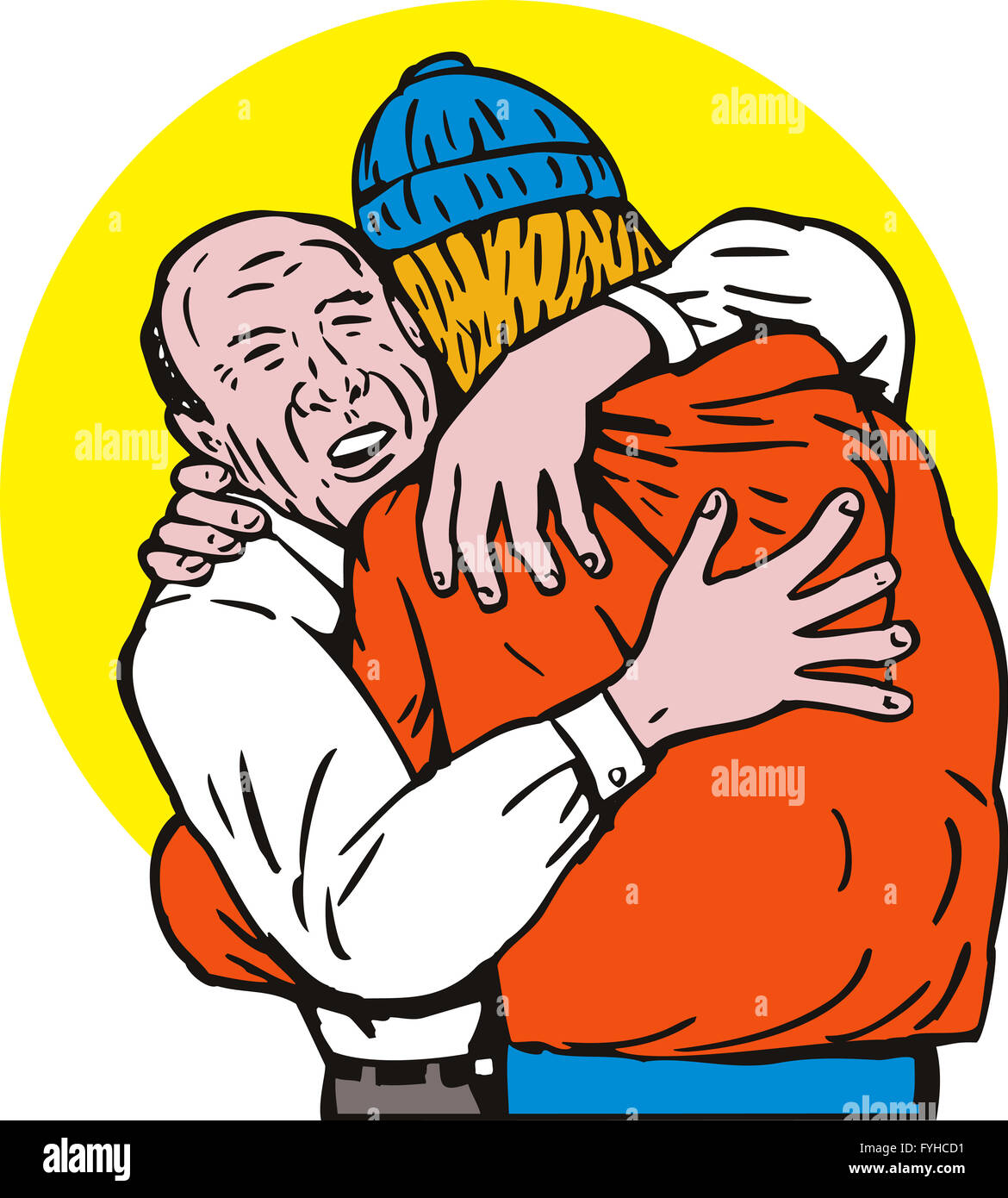 Illustration son hugging father hi-res stock photography and images - Alamy