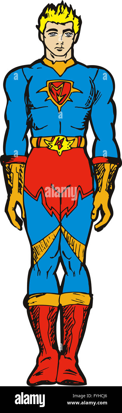 Super Hero Standing Retro Stock Photo - Alamy