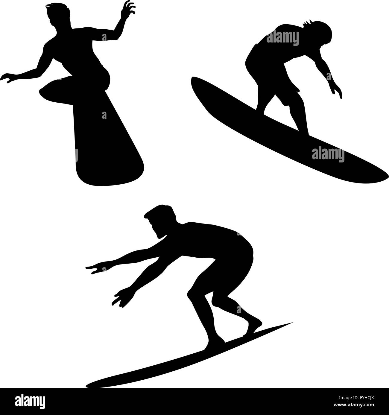 Silhouette surfers Cut Out Stock Images & Pictures - Alamy