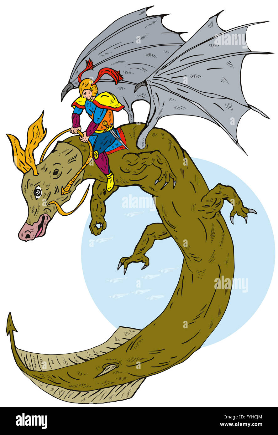 Super Hero Riding Dragon Stock Photo - Alamy