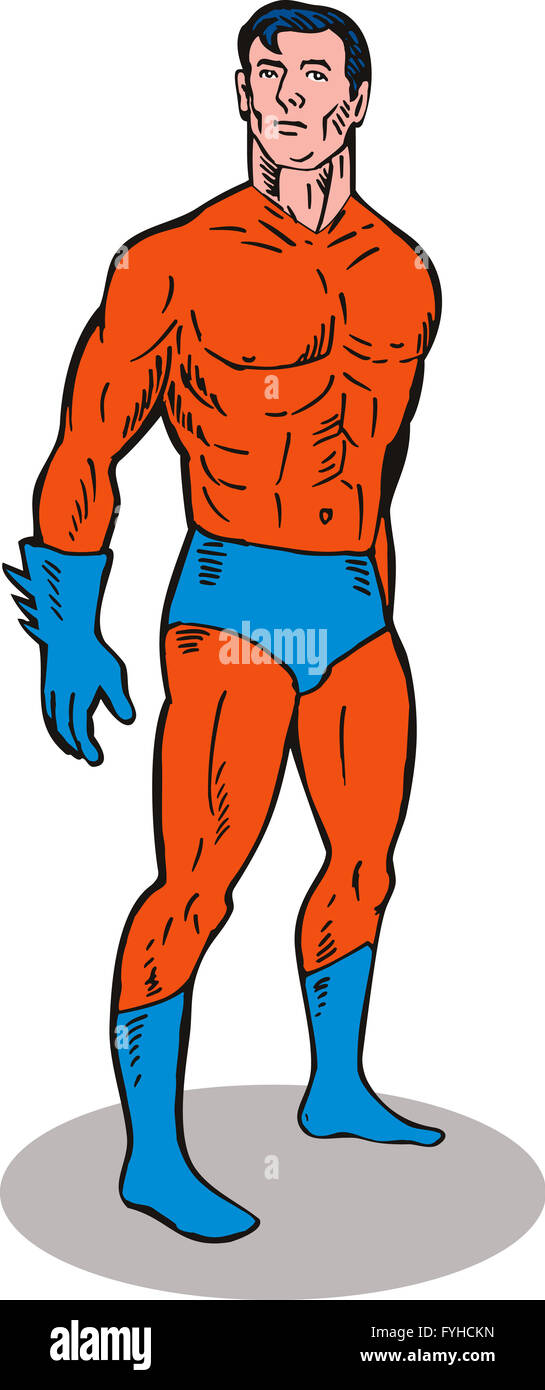 Super Hero Standing Retro Stock Photo - Alamy