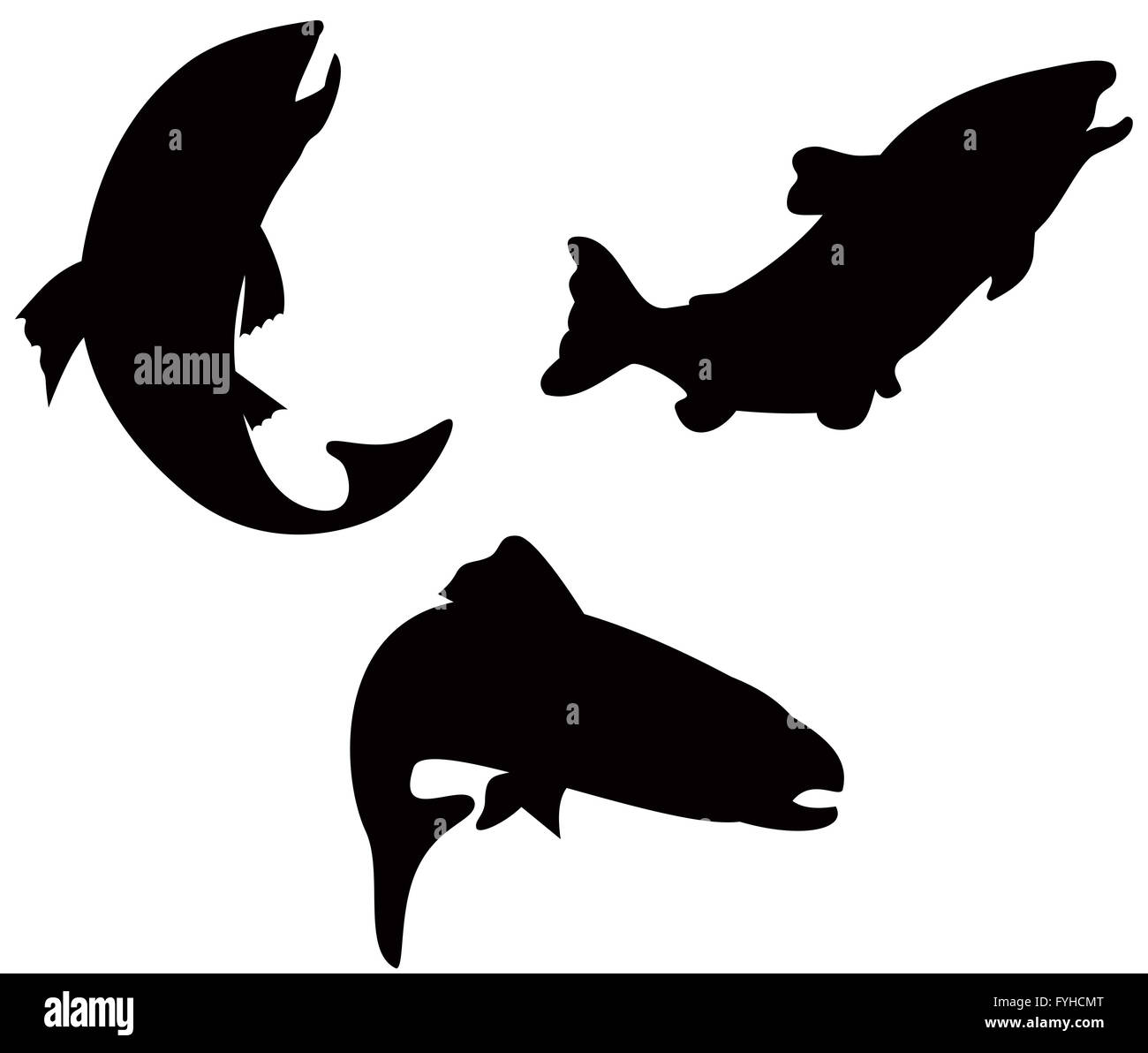 Trout Fish Silhouette Retro Stock Photo - Alamy