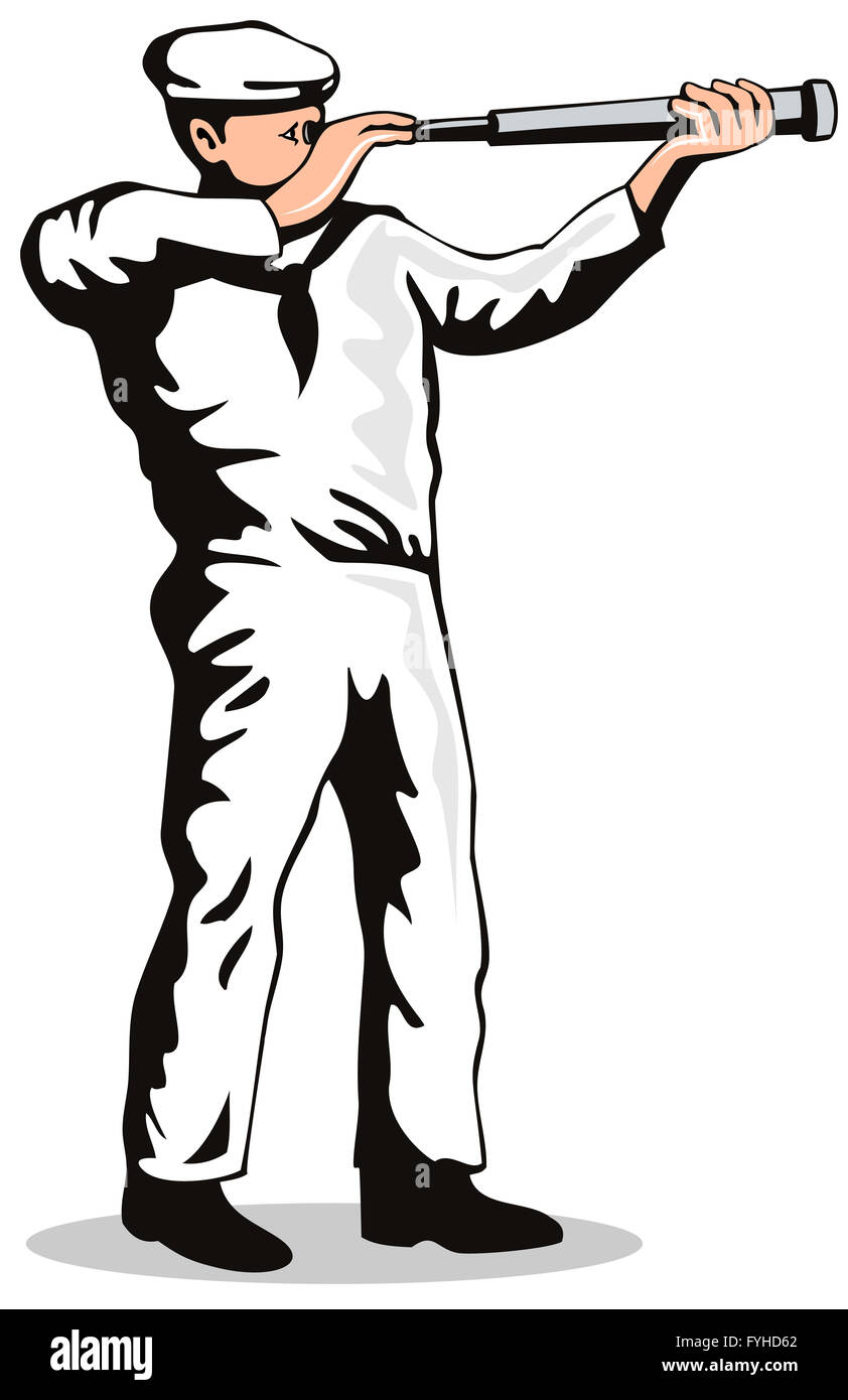 Sailorman with Telescope Stock Photo - Alamy