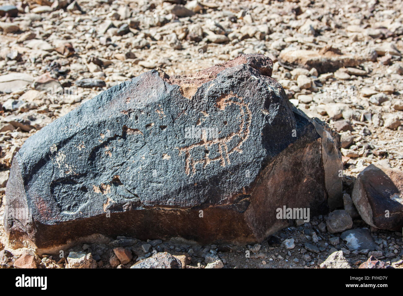 ancient rock paintings of mount Carcom (Har Karkom also called Jabal ...