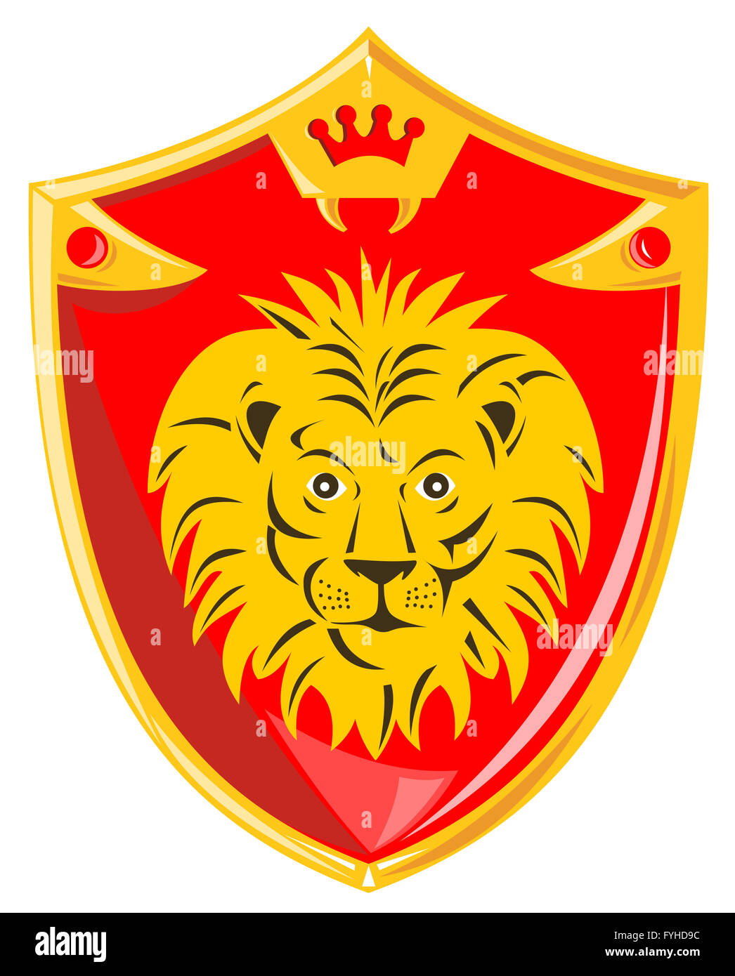 Lion Crown Shield Retro Stock Photo - Alamy