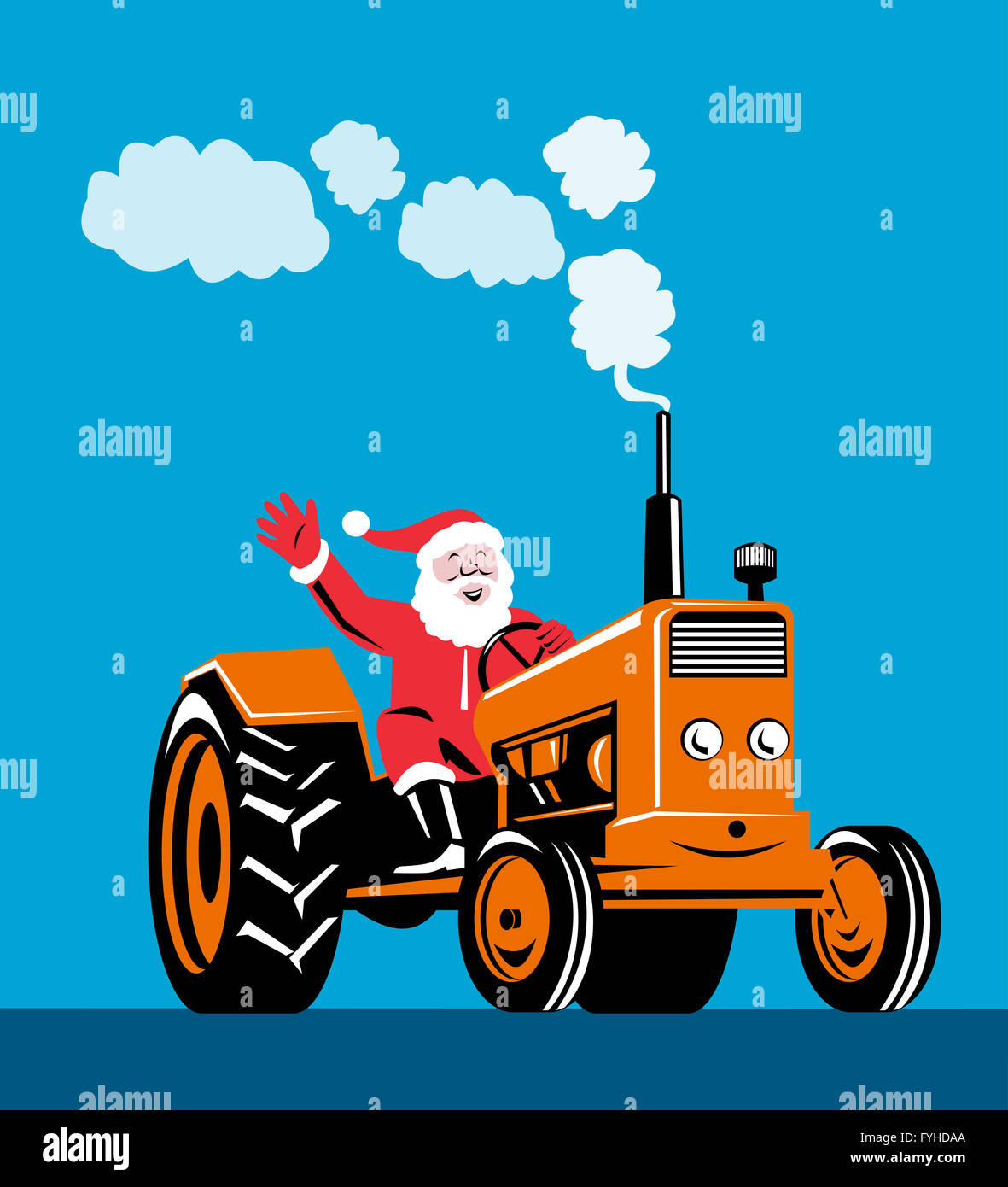 Santa Claus Driving Tractor Stock Photo - Alamy
