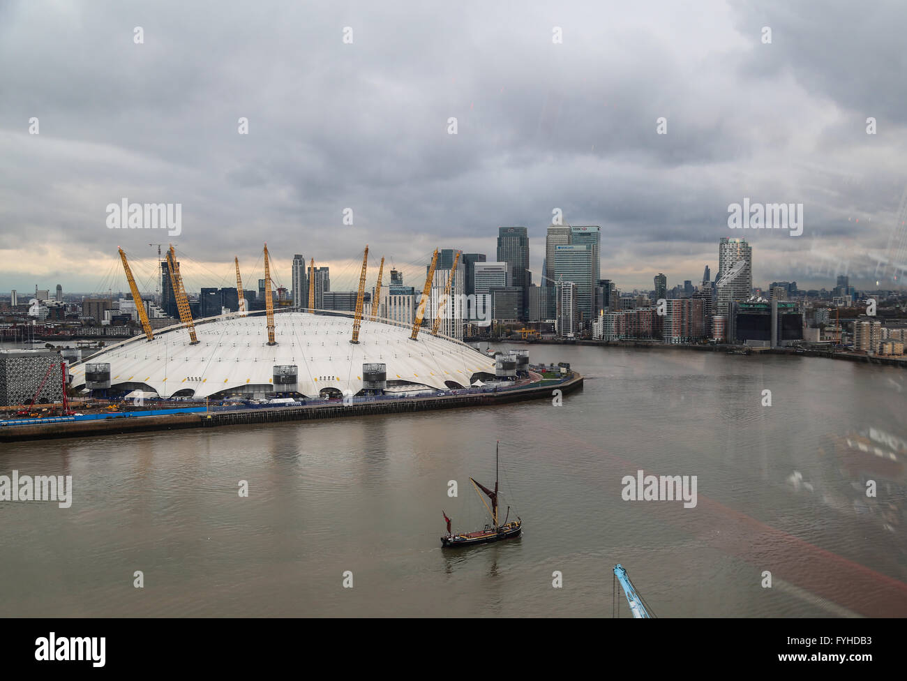A bird's eye view of Canary Wharf as seen from the Emirates Airlines ...
