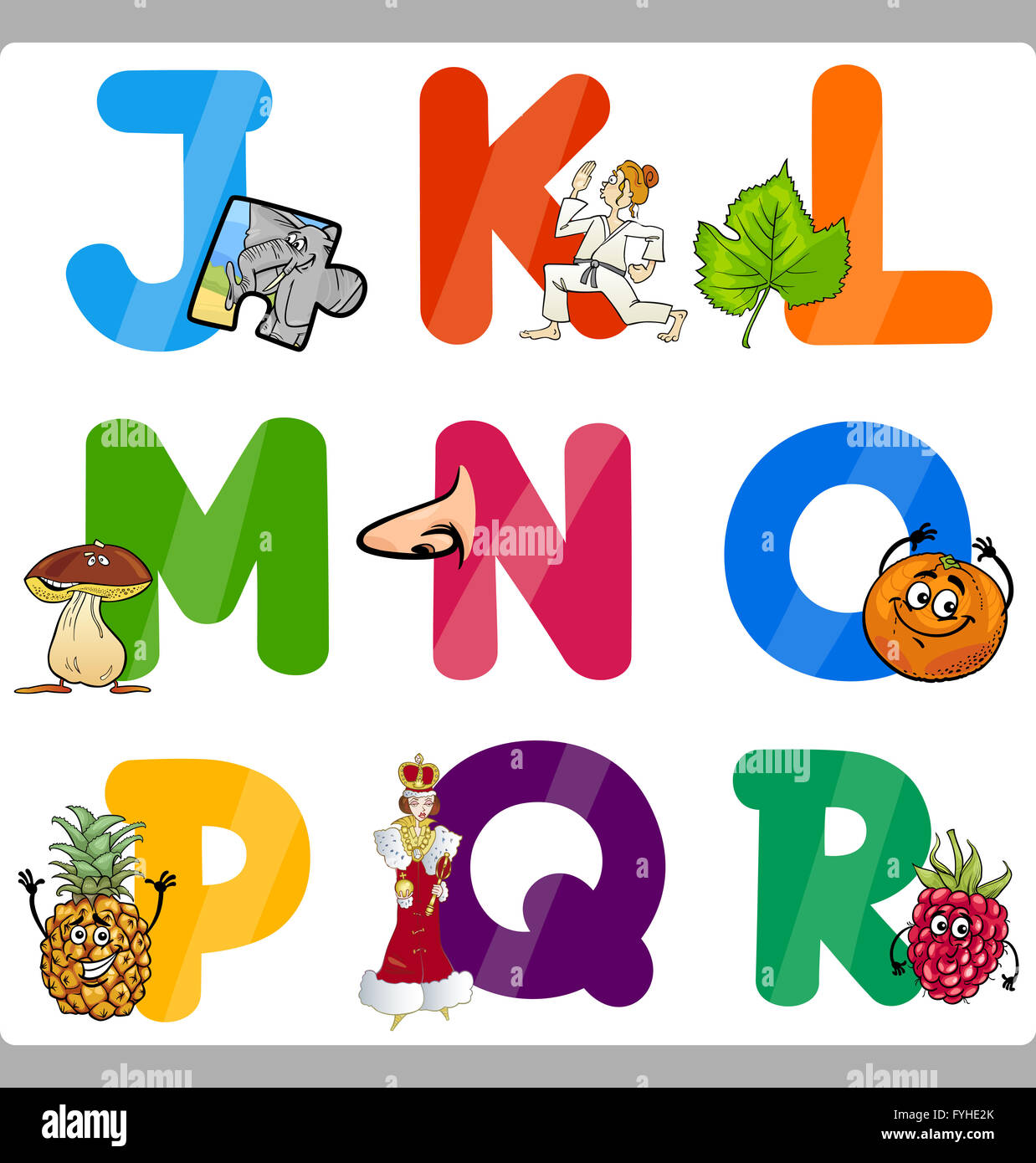 Education Cartoon Alphabet Letters for Kids Stock Photo - Alamy