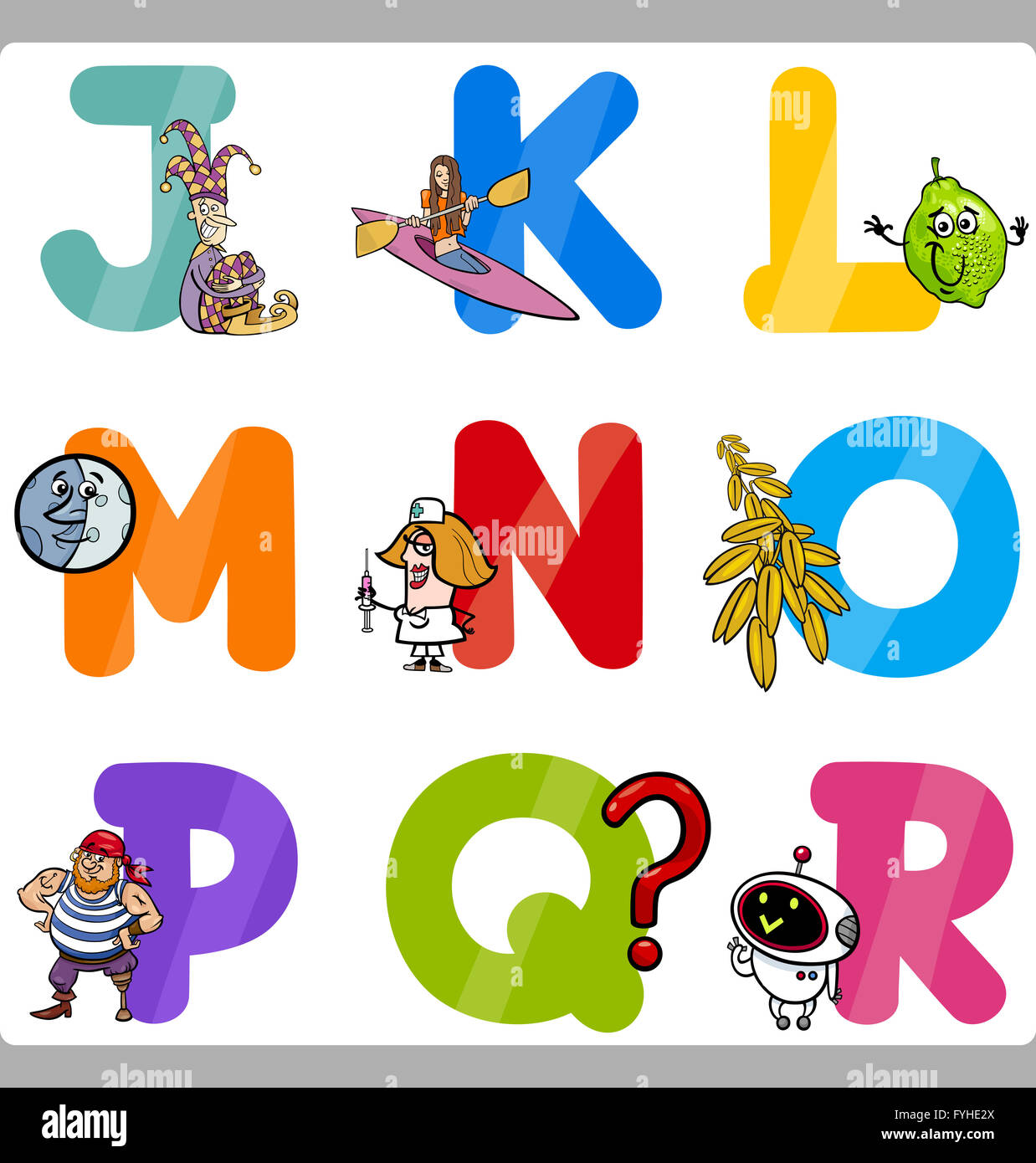 Education Cartoon Alphabet Letters for Kids Stock Photo - Alamy