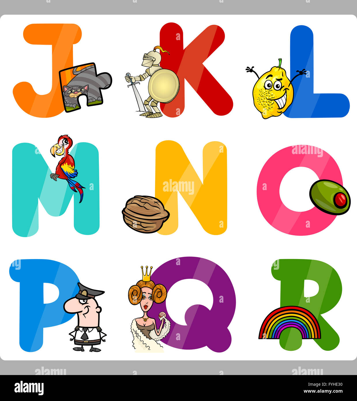 Education Cartoon Alphabet Letters for Kids Stock Photo - Alamy