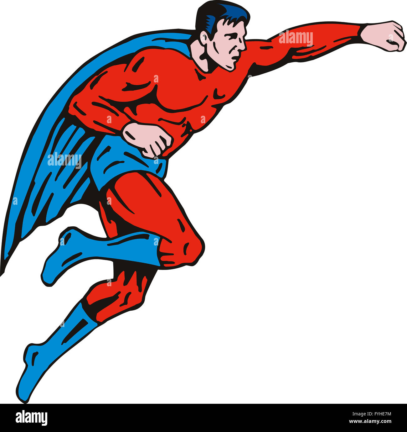 Super Hero Punching Retro Stock Photo - Alamy