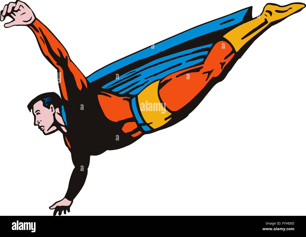 Super Hero Flying Retro Stock Photo - Alamy