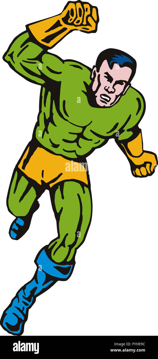 Cartoon super hero running punching hi-res stock photography and images ...