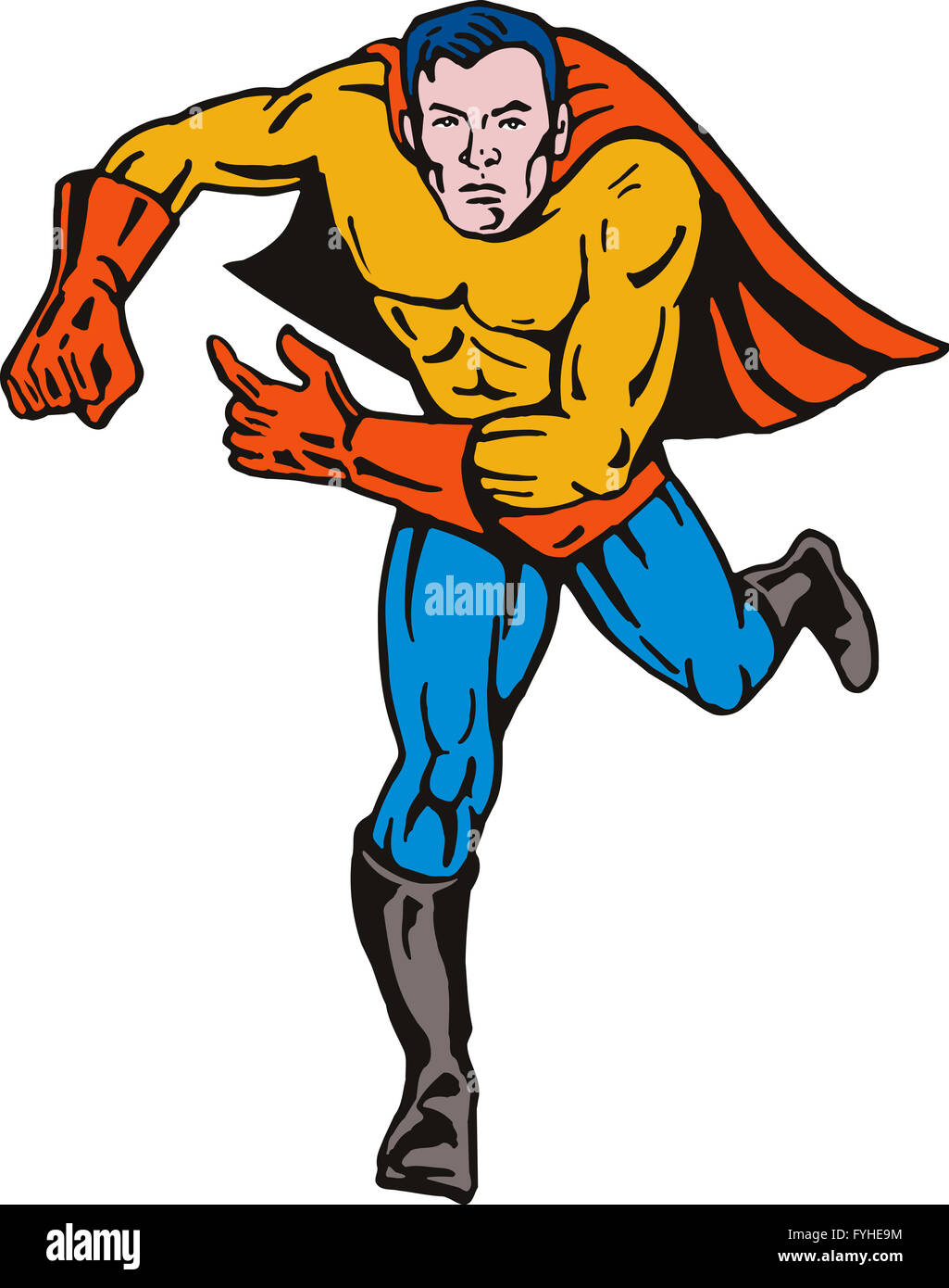 Super Hero Running Retro Stock Photo - Alamy