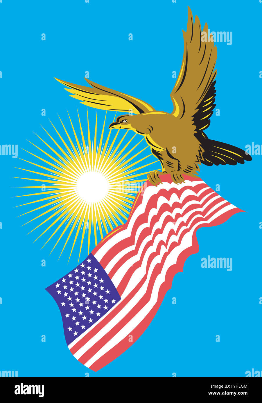 American eagle flying usa flag hi-res stock photography and images - Alamy
