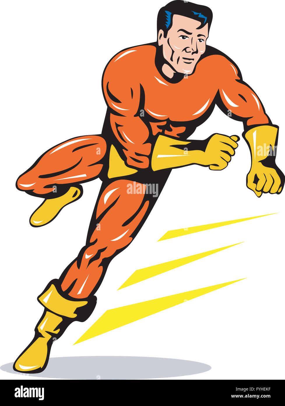 Superhero Running Retro Stock Photo - Alamy
